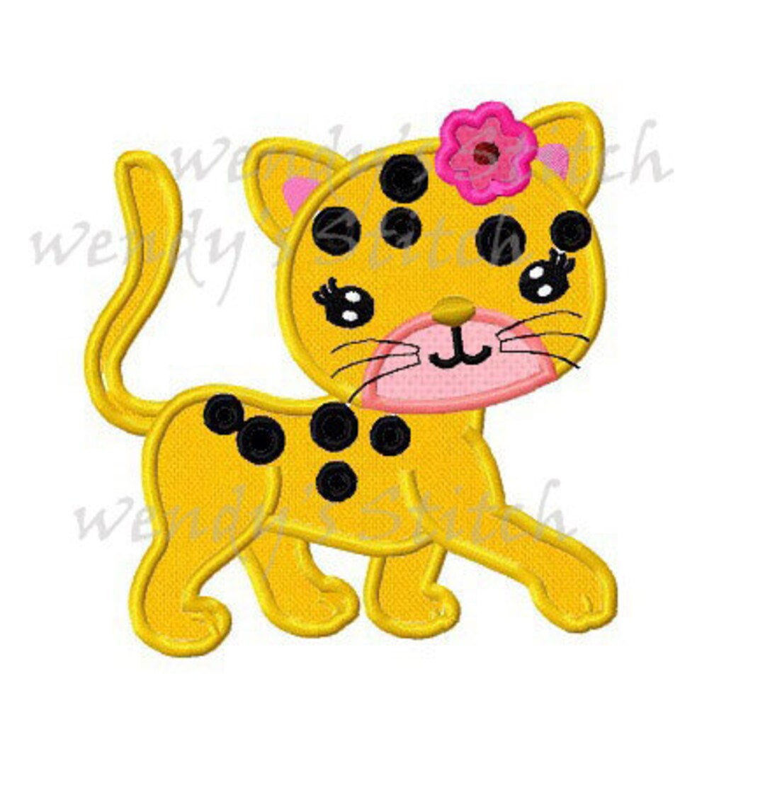 Girl Leopard Applique Machine Embroidery Design Instant Download - Etsy