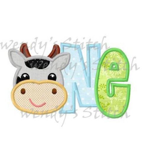 Cow Birthday Applique Number One Machine Embroidery Design - Etsy