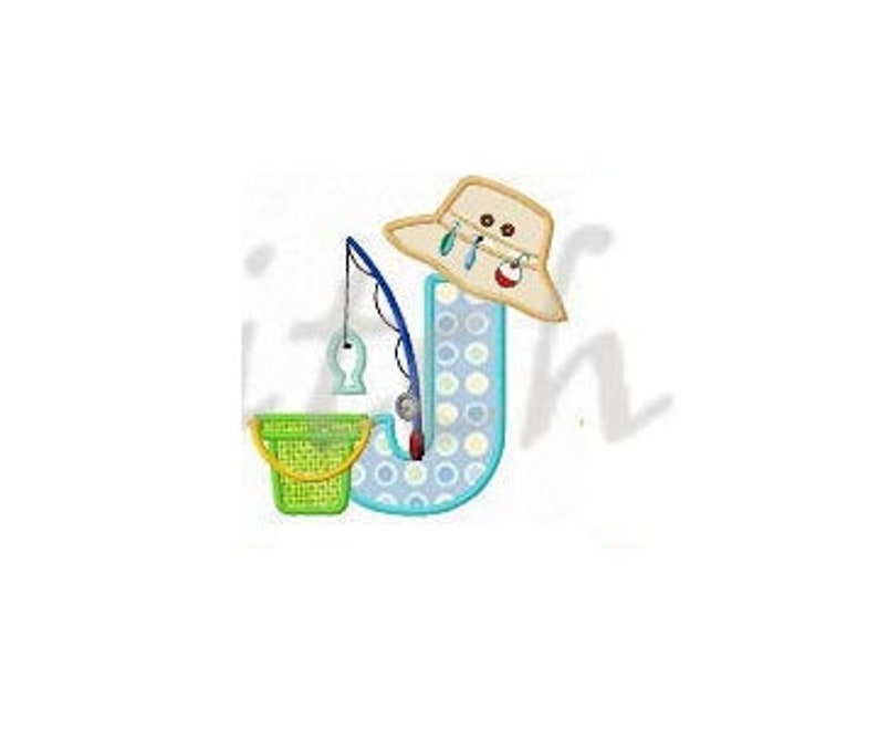Fishing Applique Letter J Machine Embroidery Design - Etsy