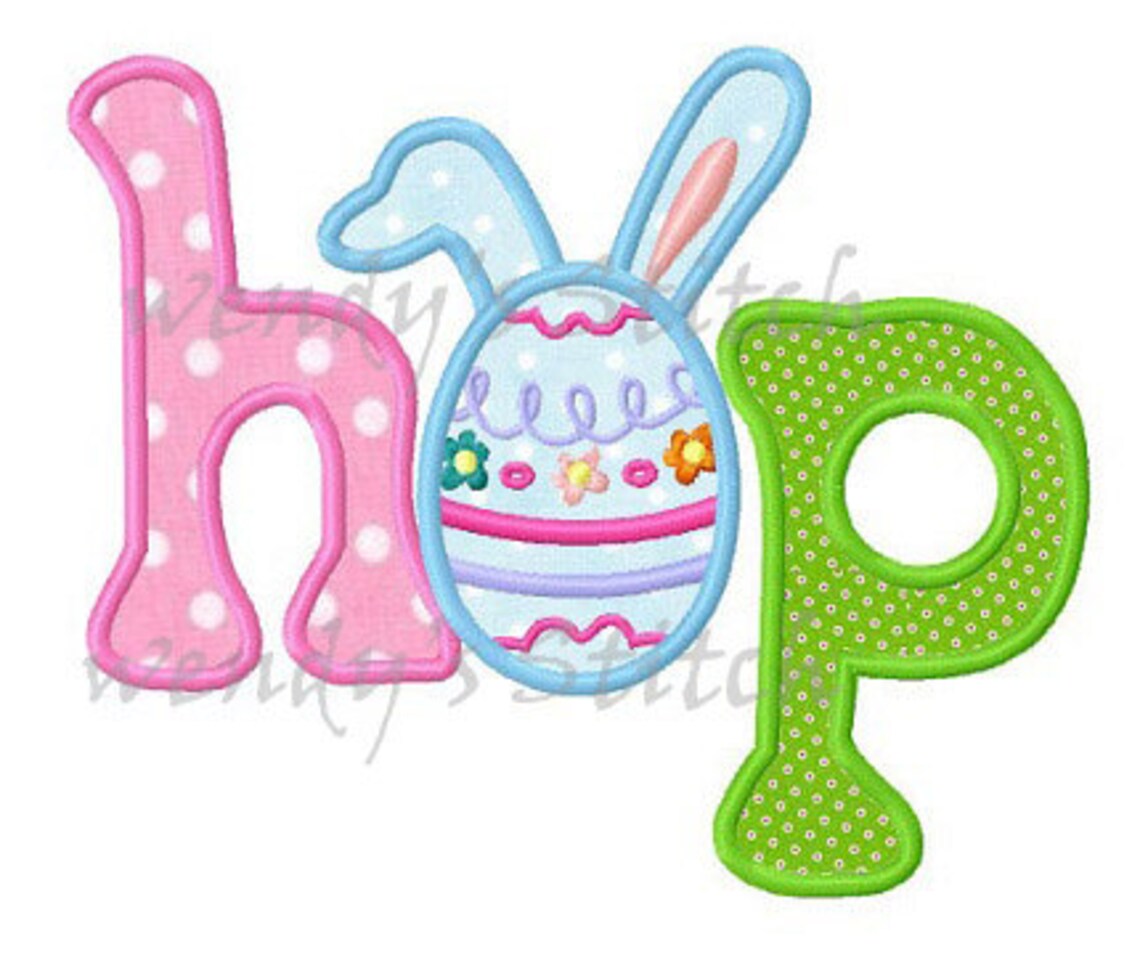 Easter Bunny Hop Applique Machine Embroidery Design Digital | Etsy
