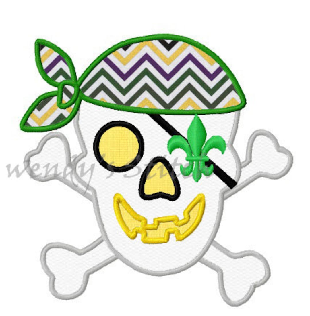 Pirate Skull #2 Applique Machine Embroidery Design Digital Pattern - Etsy