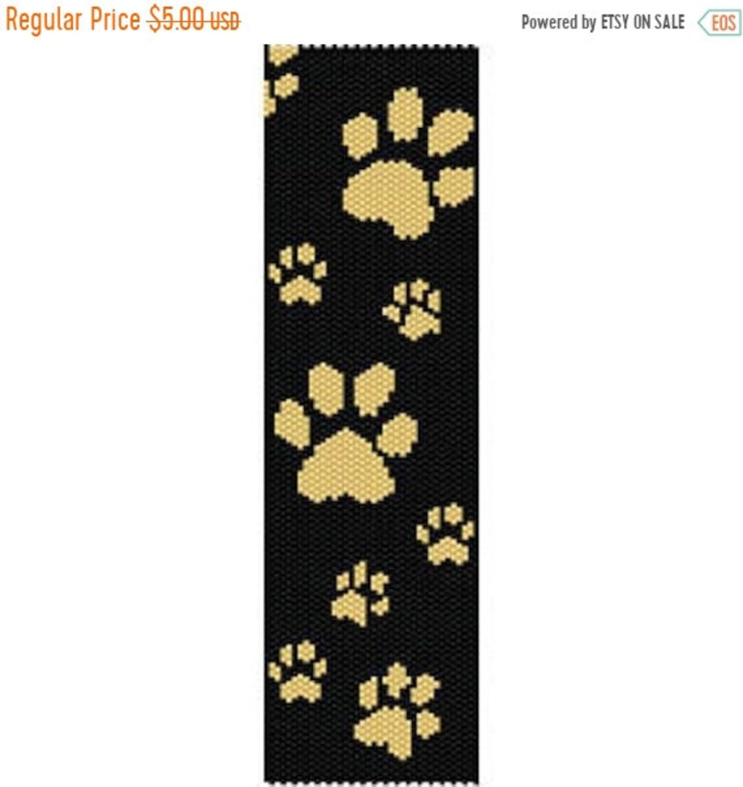 Instant Download Beading Pattern Peyote Stitch Bracelet Gold Dog Paw ...