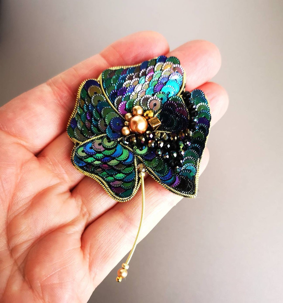 Pansy Flower Brooch, Beaded Statement Brooch,ooak Design, Designer ...