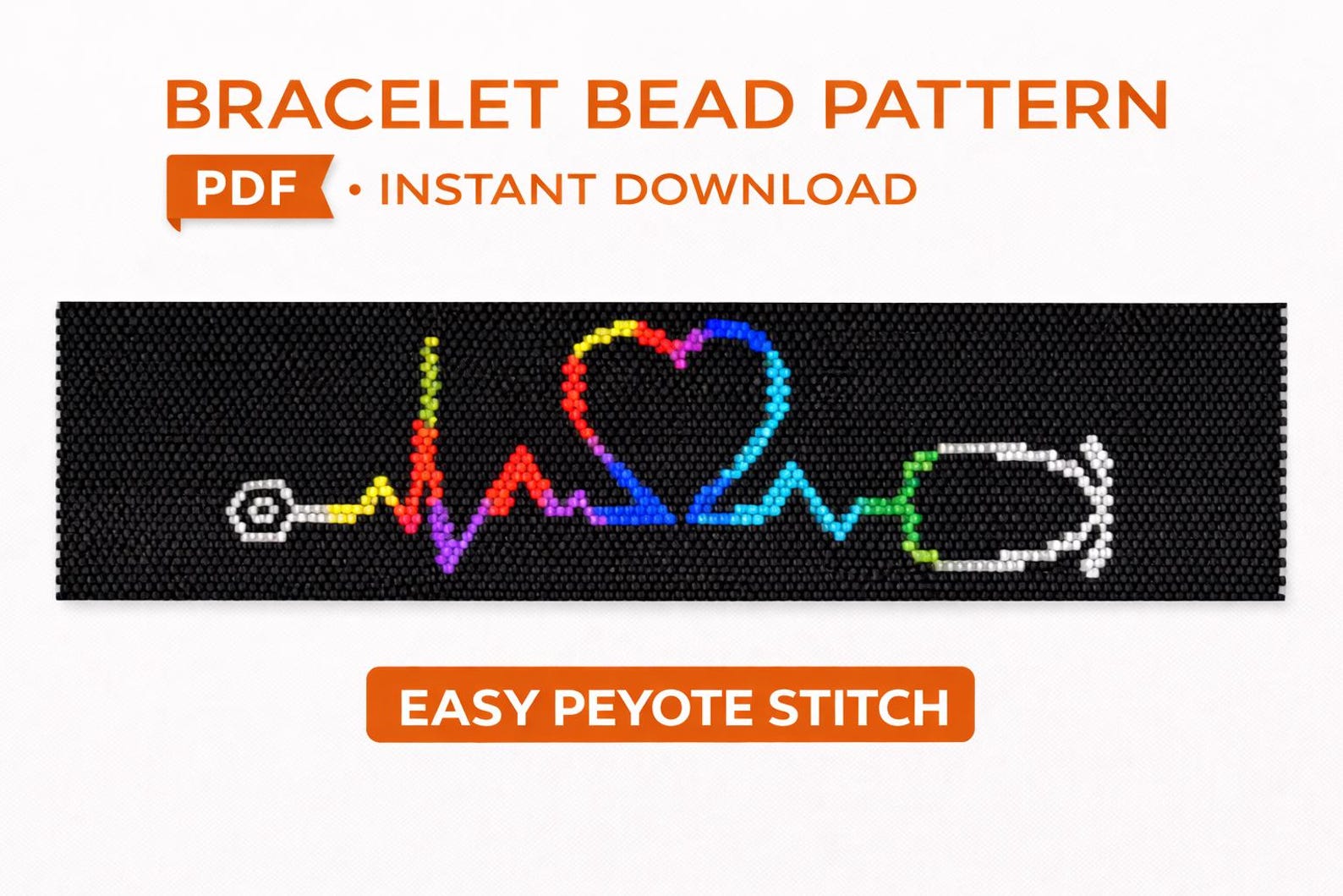 Instant Download Beading Pattern Peyote Stitch Bracelet Heartbeat Nurse ...