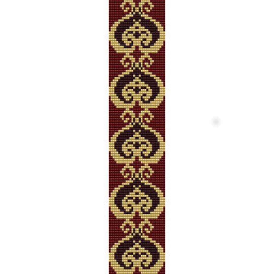Instant Download Beading Pattern Loom Stitch Bracelet Gold Heart Damask ...