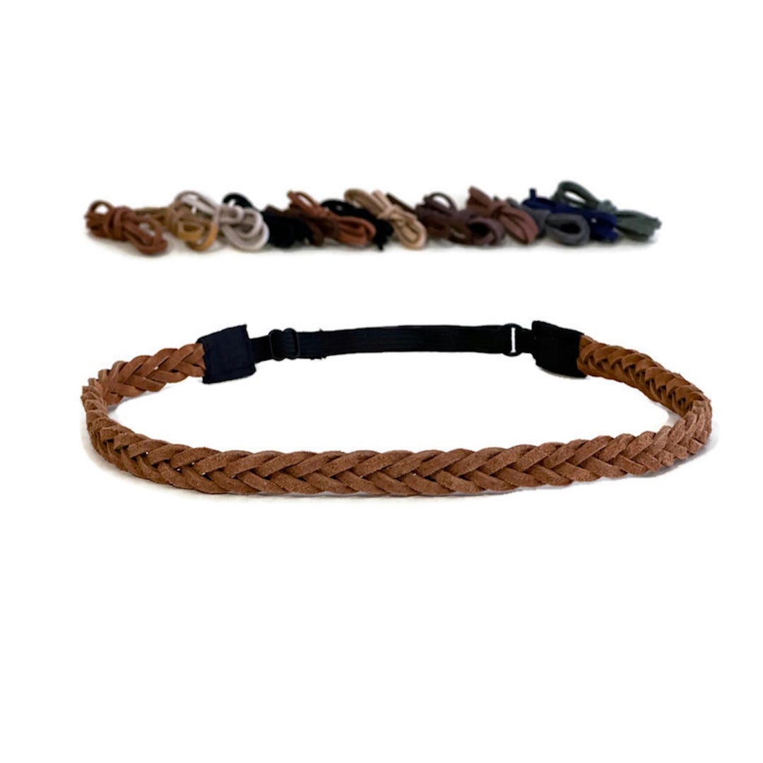 Leather Headband for Men Women Teens in 3/8 Inch Suede Leather Braid ...