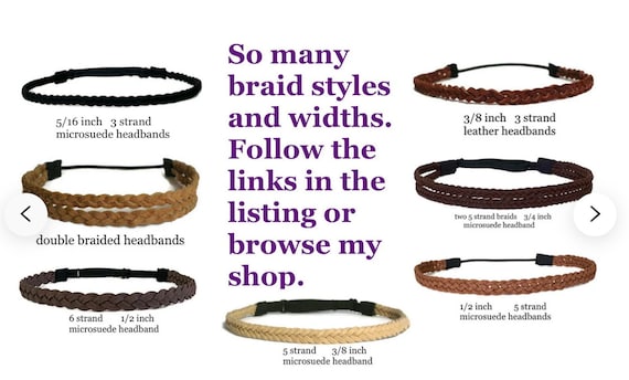 Leather Headband for Men Women Teens Toddlers 1 3 Wide Hippie Braided Forehead Hairband in Black Brown Tan Suede and Faux Suede Etsy