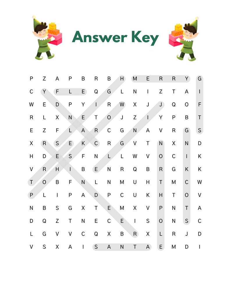 Elf Word Search Printable | Christmas Activity for Kids | Holiday ...