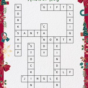 Elf Crossword Puzzle Printable | Christmas Activity for Kids | Holiday ...