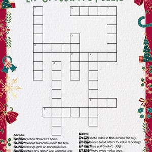 Elf Crossword Puzzle Printable | Christmas Activity for Kids | Holiday ...