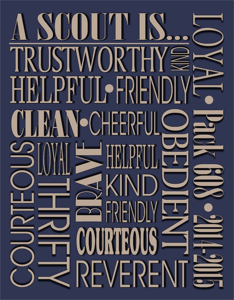 A Scout is Trustworthy - Subway Art Personalized - Gift - Printable ...