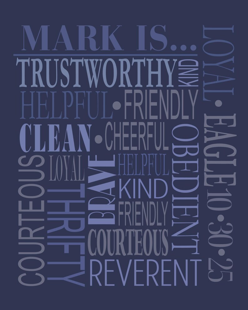 A Scout is Trustworthy - Subway Art - Gift - Printable Poster - Eagle ...