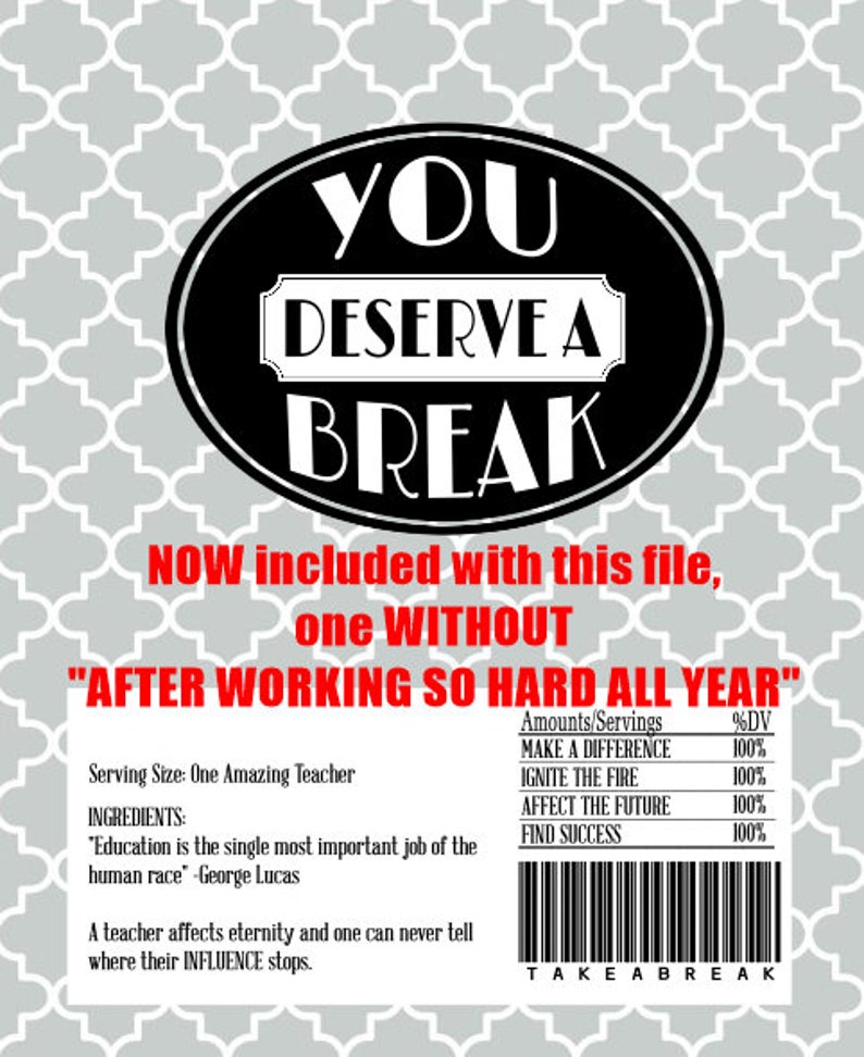 You Deserve a Break - Kit Kat Wrapper -candy Bar Wrappers – Printable ...