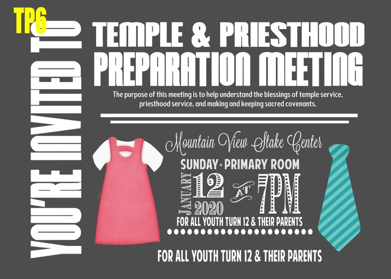 LDS Temple and Priesthood Preparation Invite **DIGITAL FILE** - Etsy