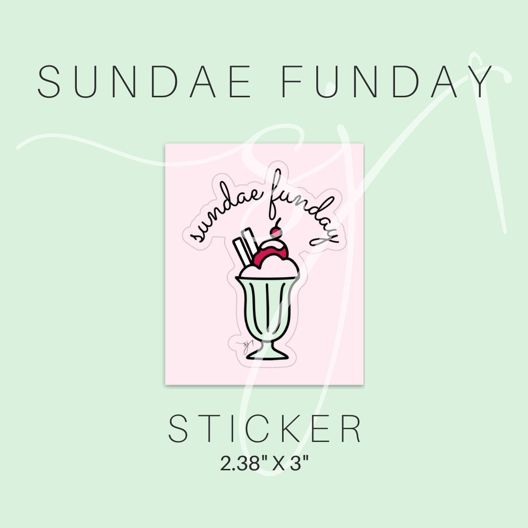 Sundae Funday Sticker, Retro Ice Cream Parlor Stickers for Hydroflask ...