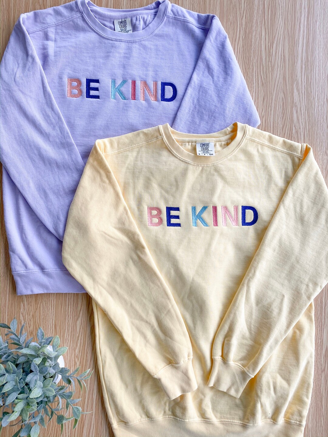 BE KIND Comfort Colors Light Yellow Crewneck Sweatshirt, Unisex Rainbow ...