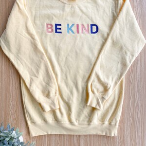 BE KIND Comfort Colors Light Yellow Crewneck Sweatshirt, Unisex Rainbow ...