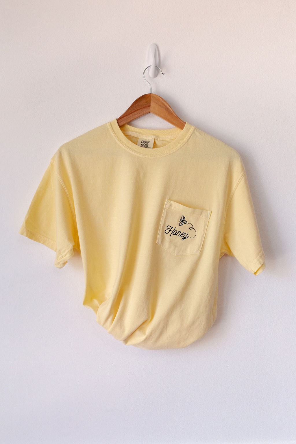 Honey Bee Embroidered Pocket Tee Long Sleeve Crewneck - Etsy