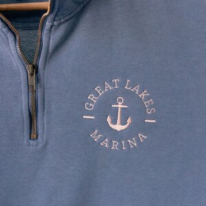 Great Lakes Marina Embroidered Tee Long Sleeve Crewneck | Etsy