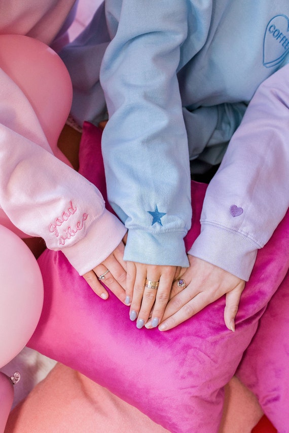 ADD ON Cuff Embroidery Sleeve Sweatshirt Add-on Does Not | Etsy