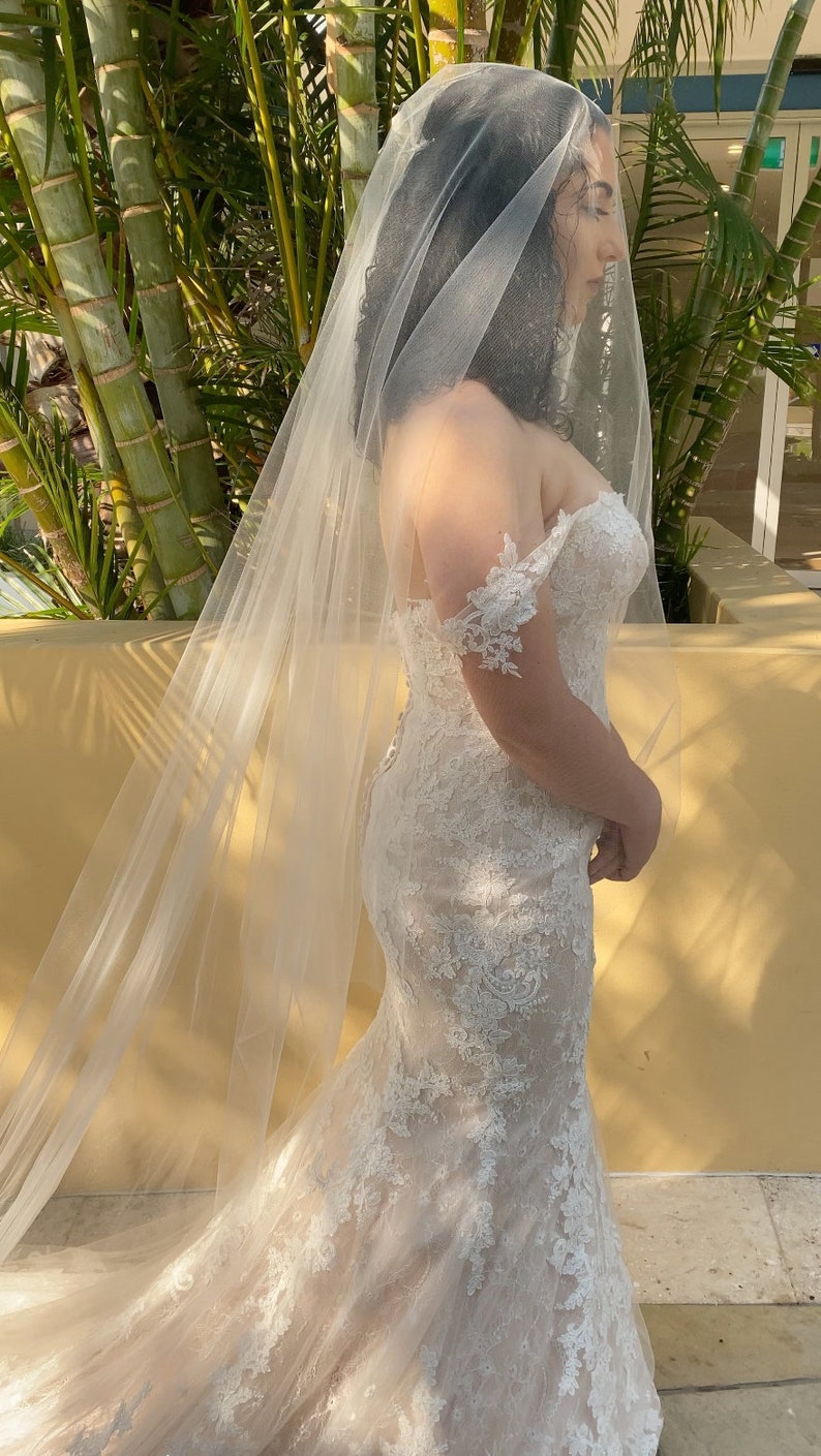 Ultra Sheer Wedding Veil Minimalist Veil Sheer Drop Veil - Etsy