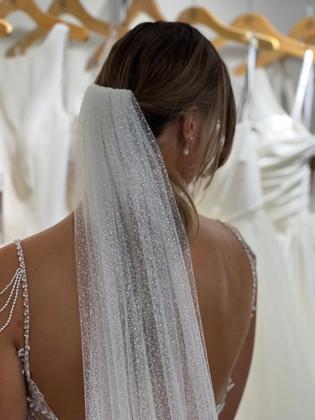 Sparkling Glitter Veil, Gorgeous Sparkly One Tier Veil, Glitter Wedding Veil, Sparkly Wedding ...