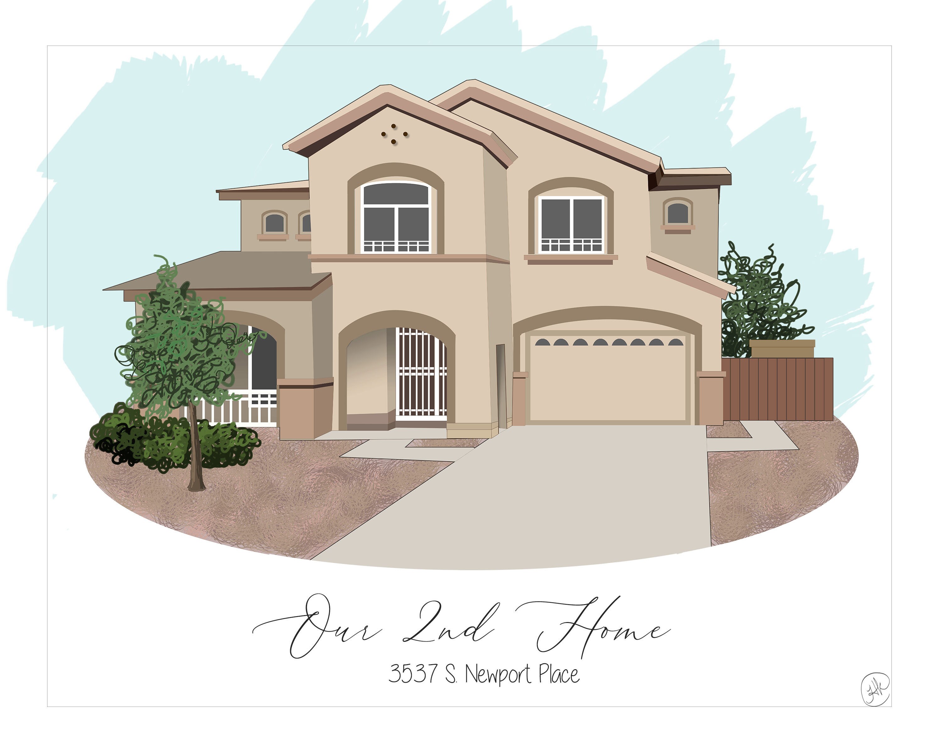 CUSTOM Home Portrait - Digital Illustration, Artist Rendering - Etsy
