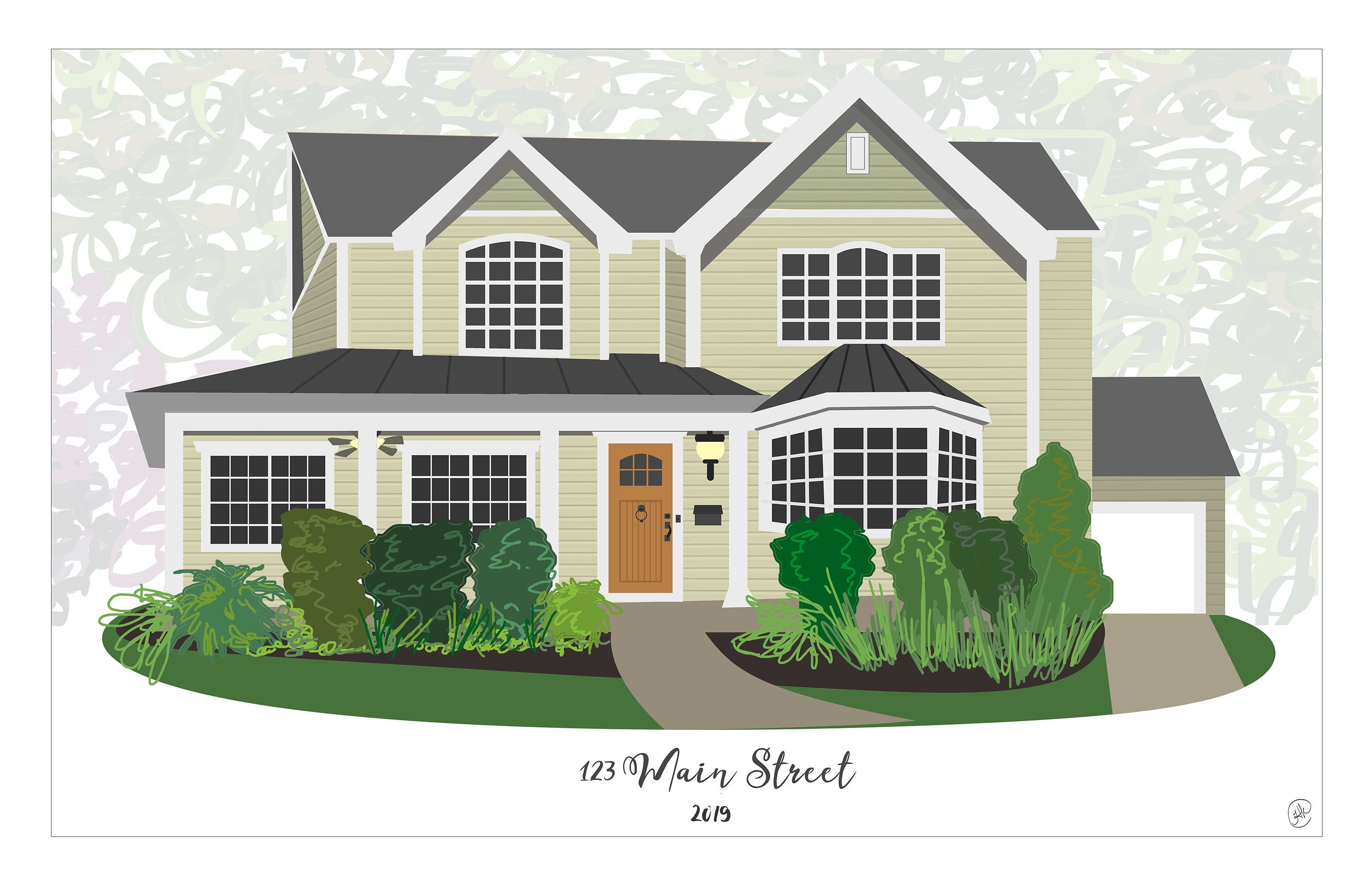 CUSTOM Home Portrait - Digital Illustration, Artist Rendering - Etsy