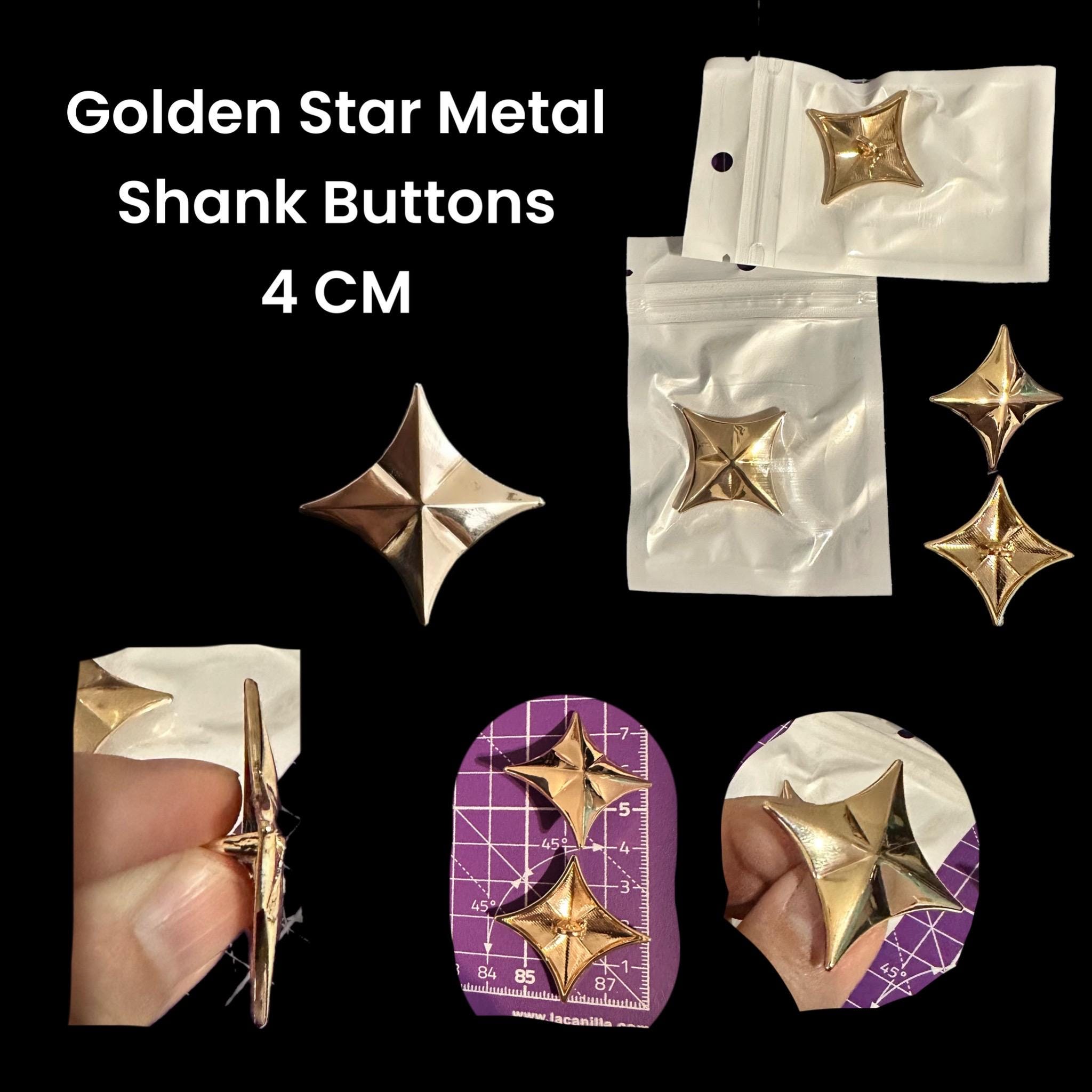 4 Point Star Shiny Gold Buttons Individually Wrapped - Etsy