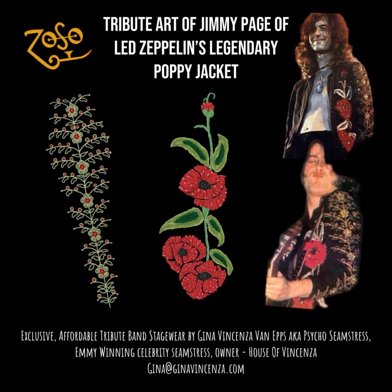 Jimmy Page Poppy Jacket Led Zeppelin Vintage Stagewear Replica Faux ...