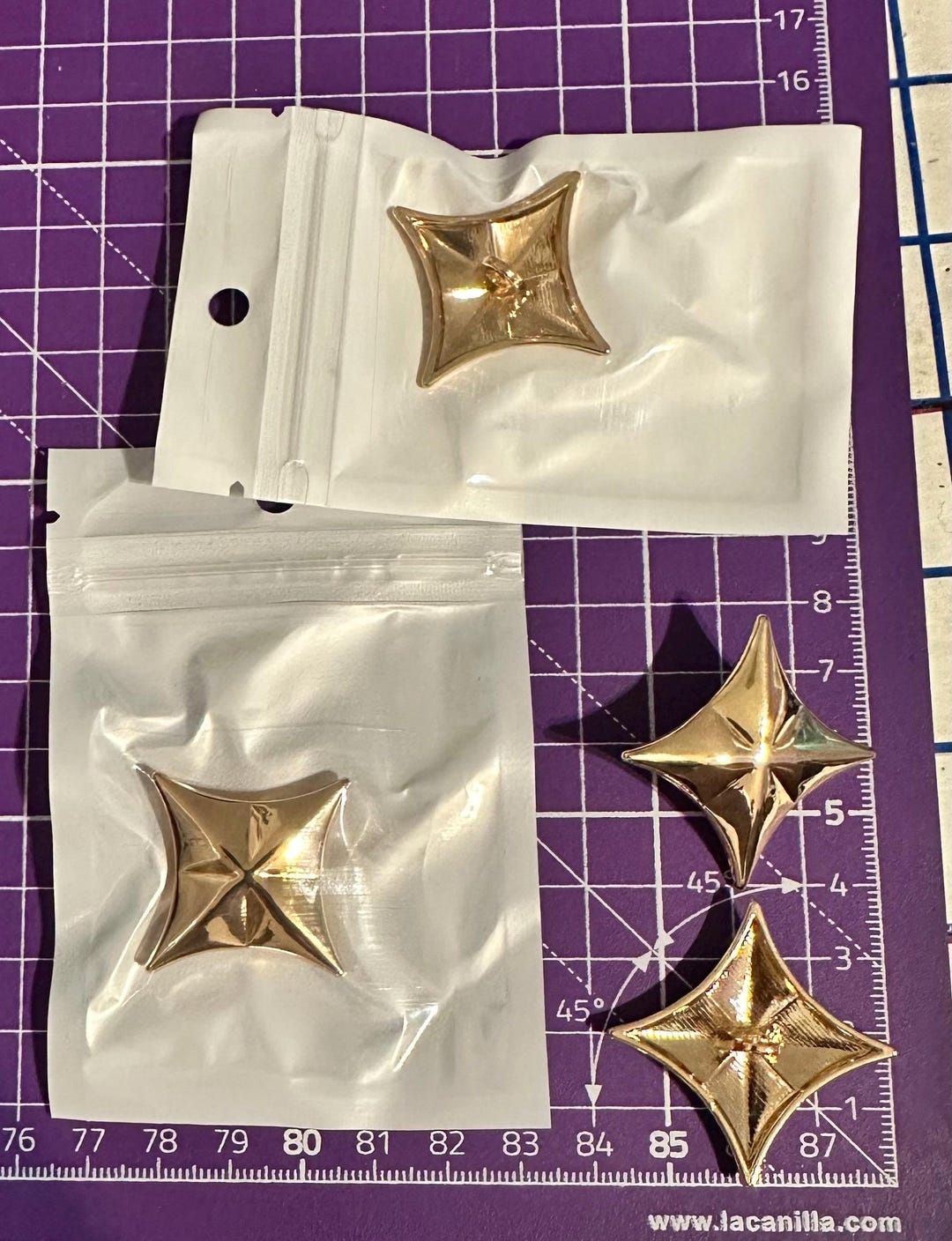 4 Point Star Shiny Gold Buttons Individually Wrapped - Etsy