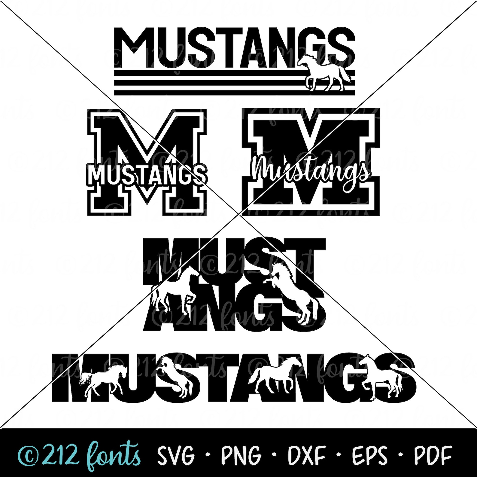Mustangs Mascot SVG Graphics Pack: School Team Art (digital Files) - Etsy