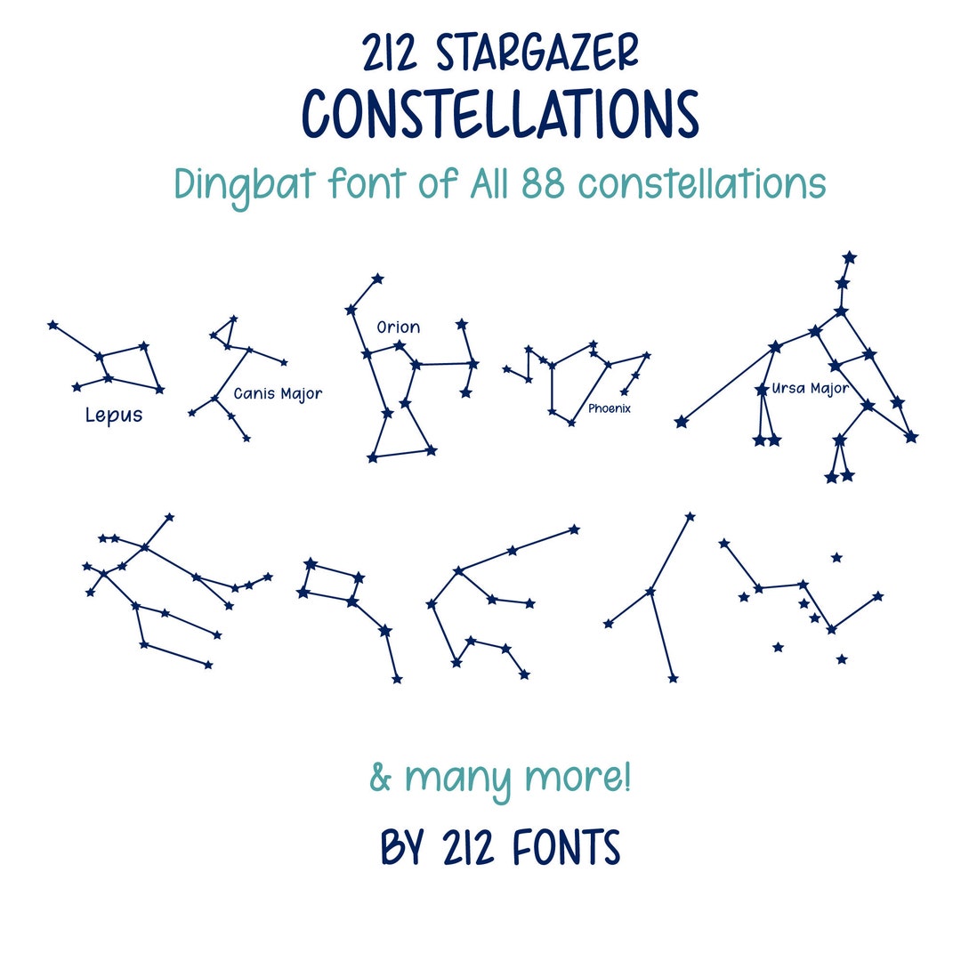 Constellation Dingbat Font, Zodiac Font, Font Made of Stars, Zodiac ...