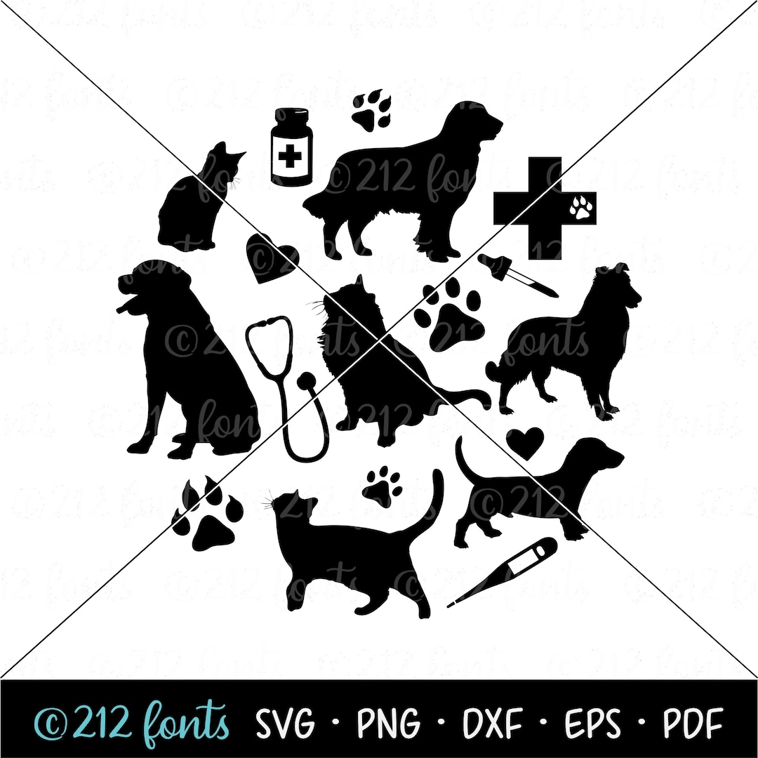 Veterinarian Circle SVG: Dogs, Cats, Vet Tools Graphic (digital ...