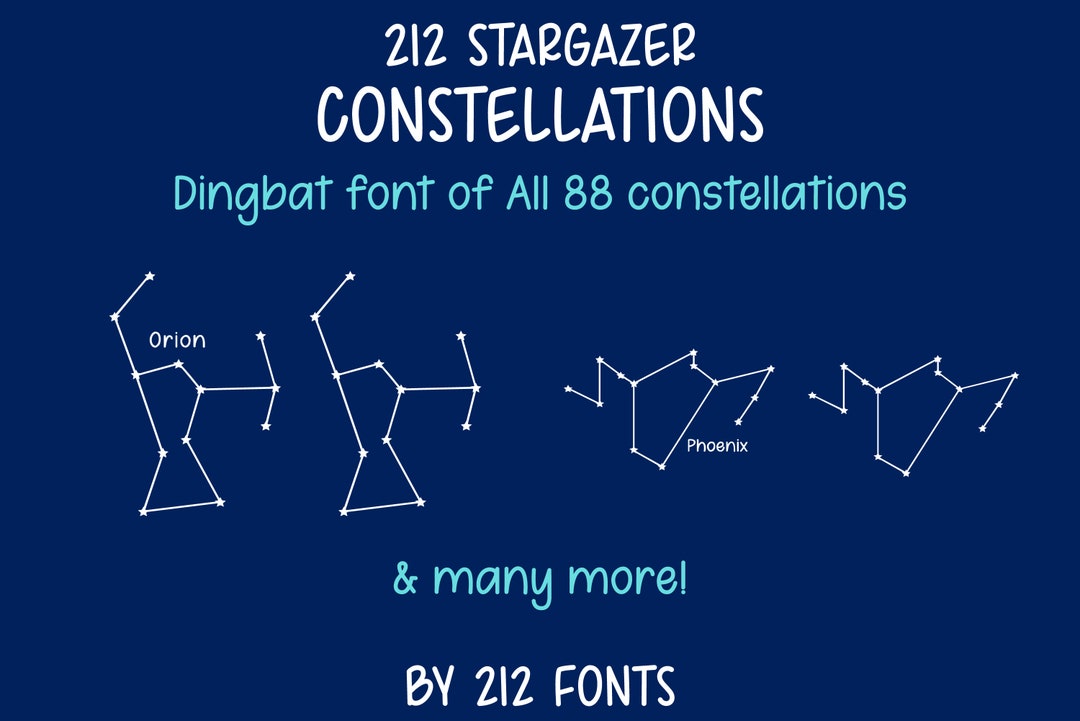 Constellation Dingbat Font, Zodiac Font, Font Made of Stars, Zodiac ...