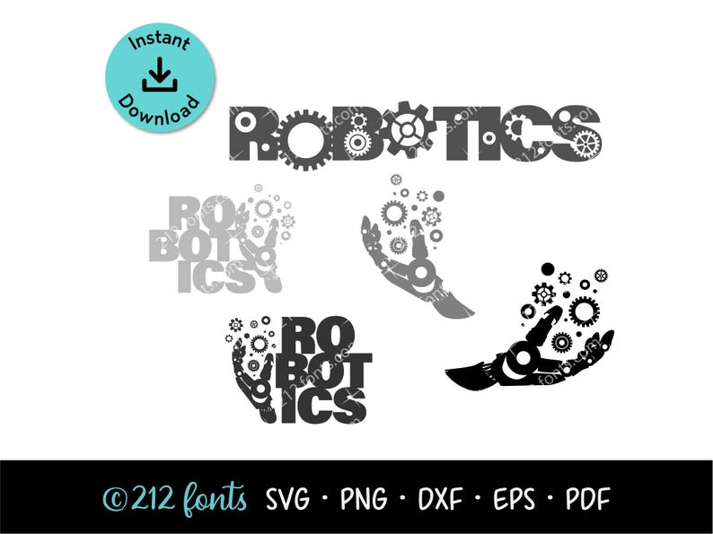 Robotics SVG Graphics: Engineering Icons, STEM Art (digital Download ...