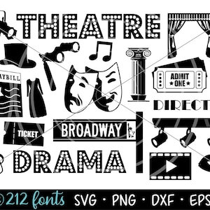 Theatre Graphics SVG, Drama Icons, Broadway Cut File (digital Download ...