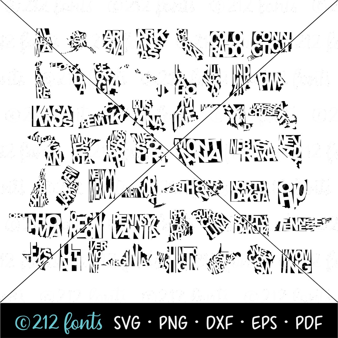 United States Word Art SVG PNG Graphics, States Word Art Illustrations ...