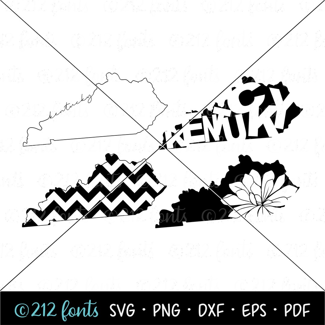 Kentucky Outline Map PNG, Kentucky SVG Silhouette Map, Digital Kentucky ...