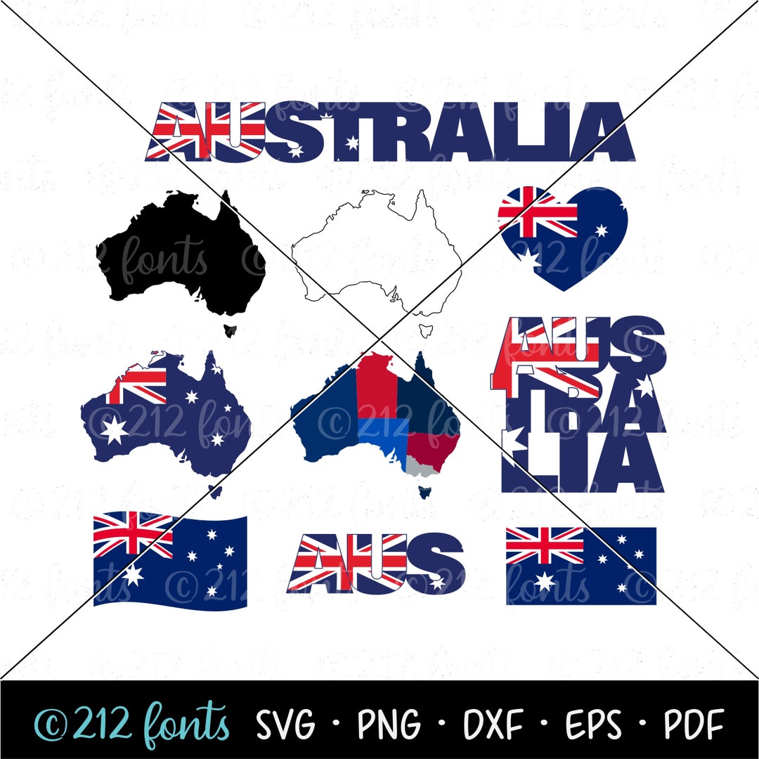 Australia Flag & Map Graphics: Country Silhouette SVG Pack - Etsy