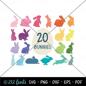 20 Bunnies Svgs, Bunny Rabbits Png, Jpg and SVG, Digital Rabbit ...