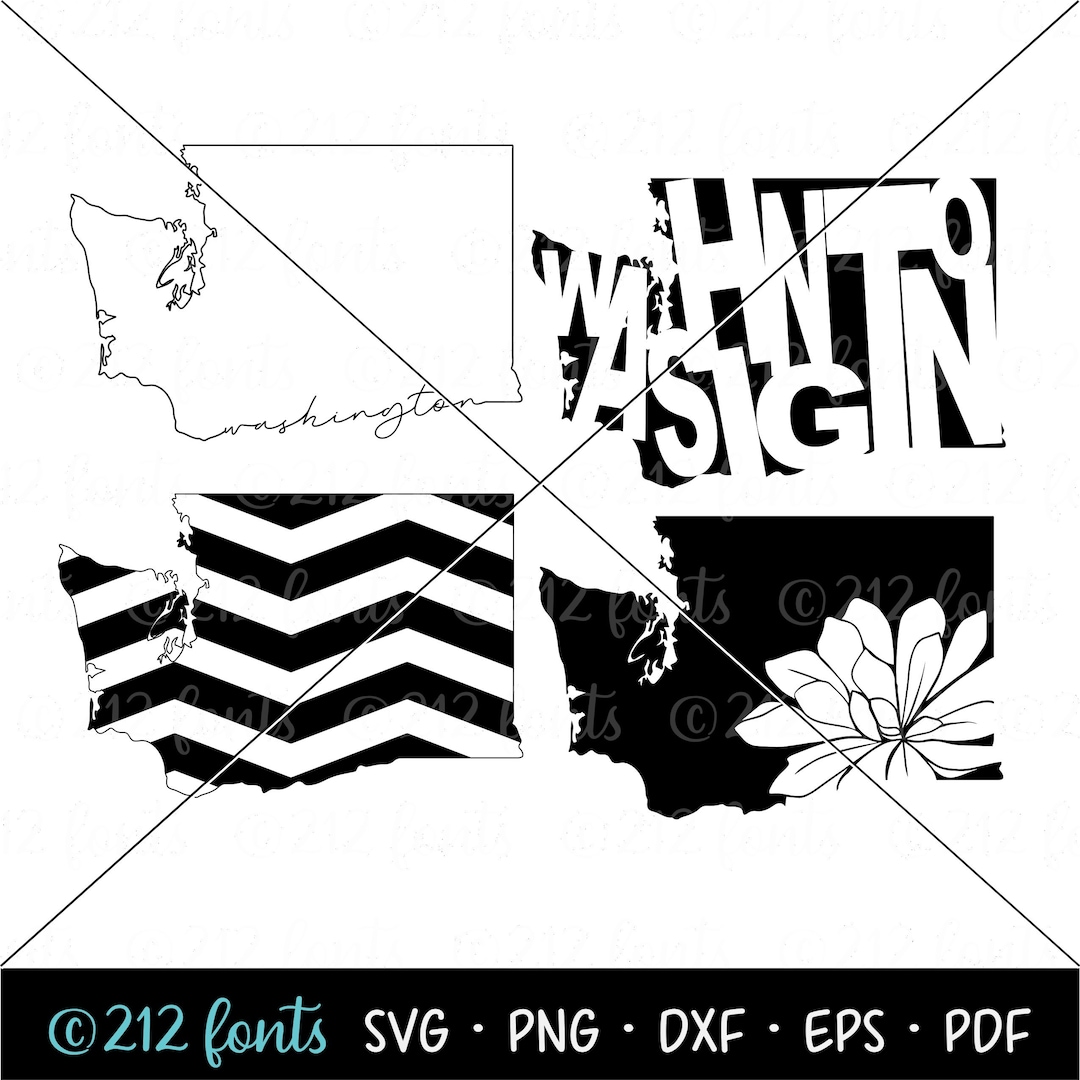 Washington Outline Map PNG, Washington SVG Silhouette Map, Digital ...