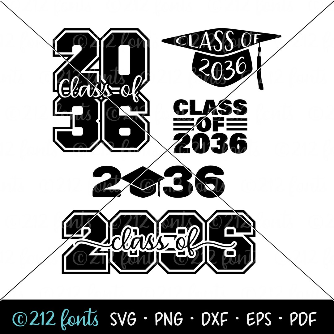 Class of 2036 Grad Clip Art SVG Graduation PNG Jpg Eps, '36 Year School ...