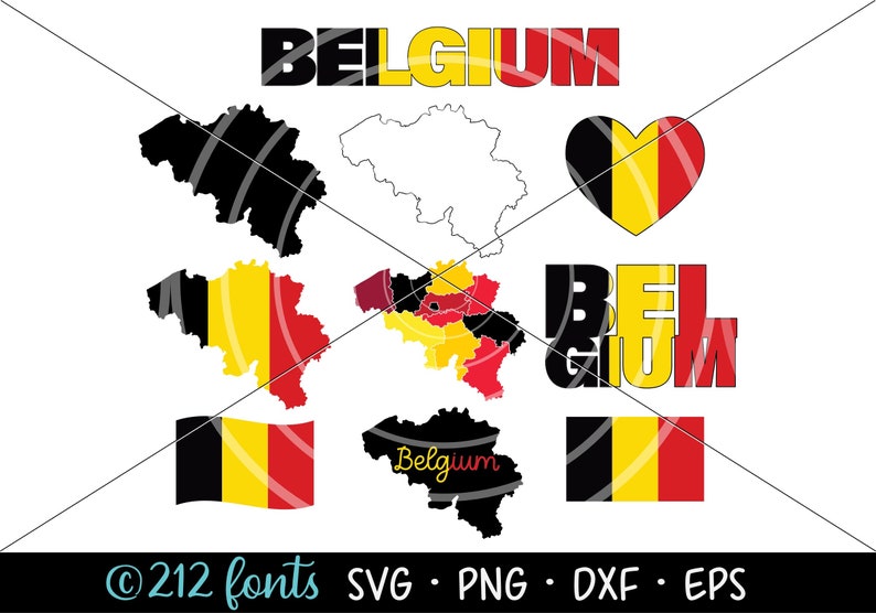 Belgium Flag & Map SVG Pack: Country Outline Clip Art (digital Download ...