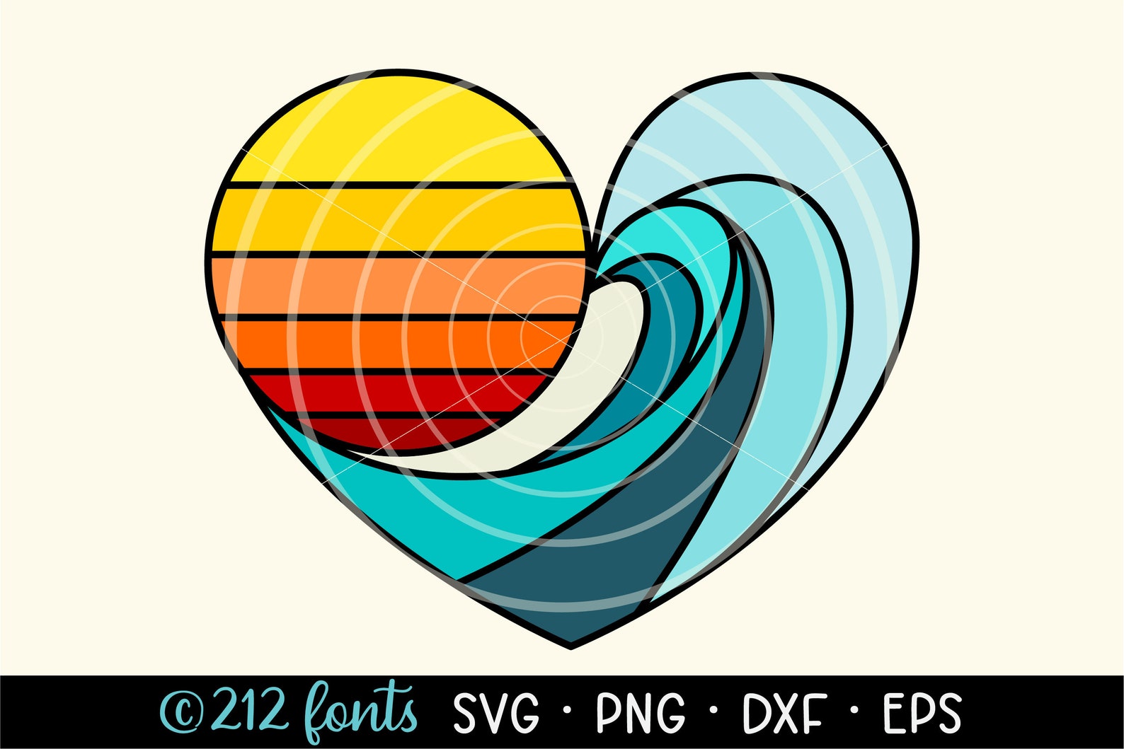 Ocean Wave Heart SVG Beach Love Png Dxf & Eps Digital Summer - Etsy Canada