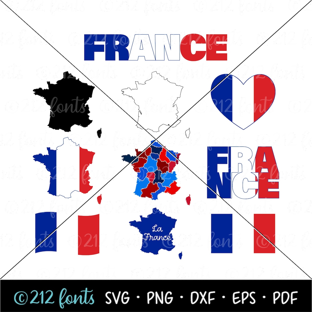 France Flag and Country Svg Pack, France SVG, France Maps Silhouette ...