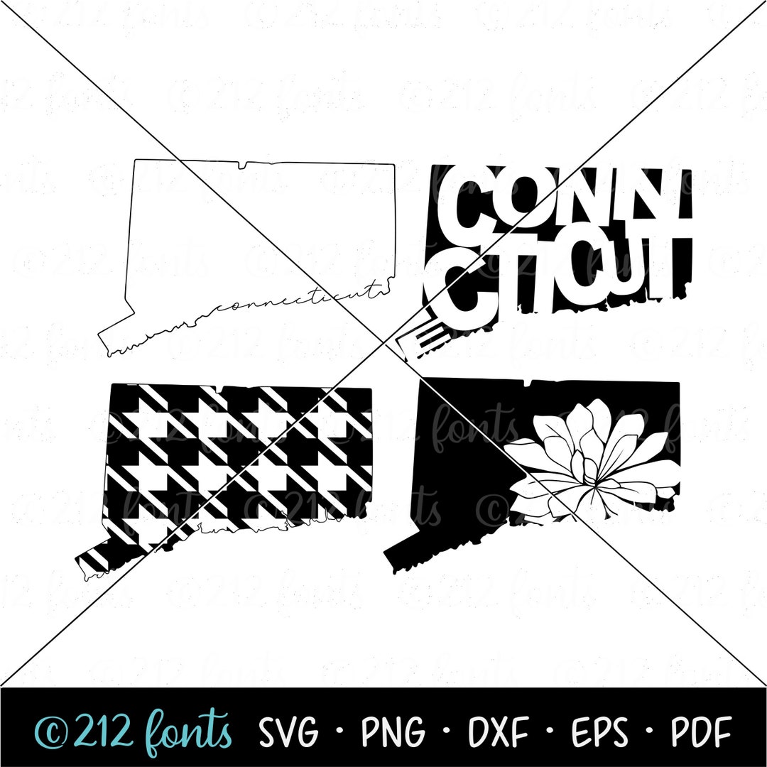 Connecticut Outline Map PNG, Connecticut SVG Silhouette Map, Digital ...