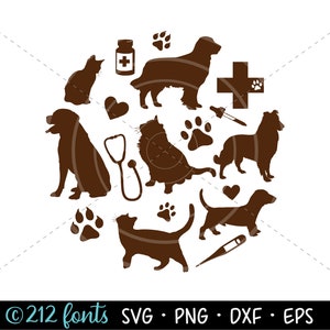 Veterinarian Circle SVG: Dogs, Cats, Vet Tools Graphic (digital ...