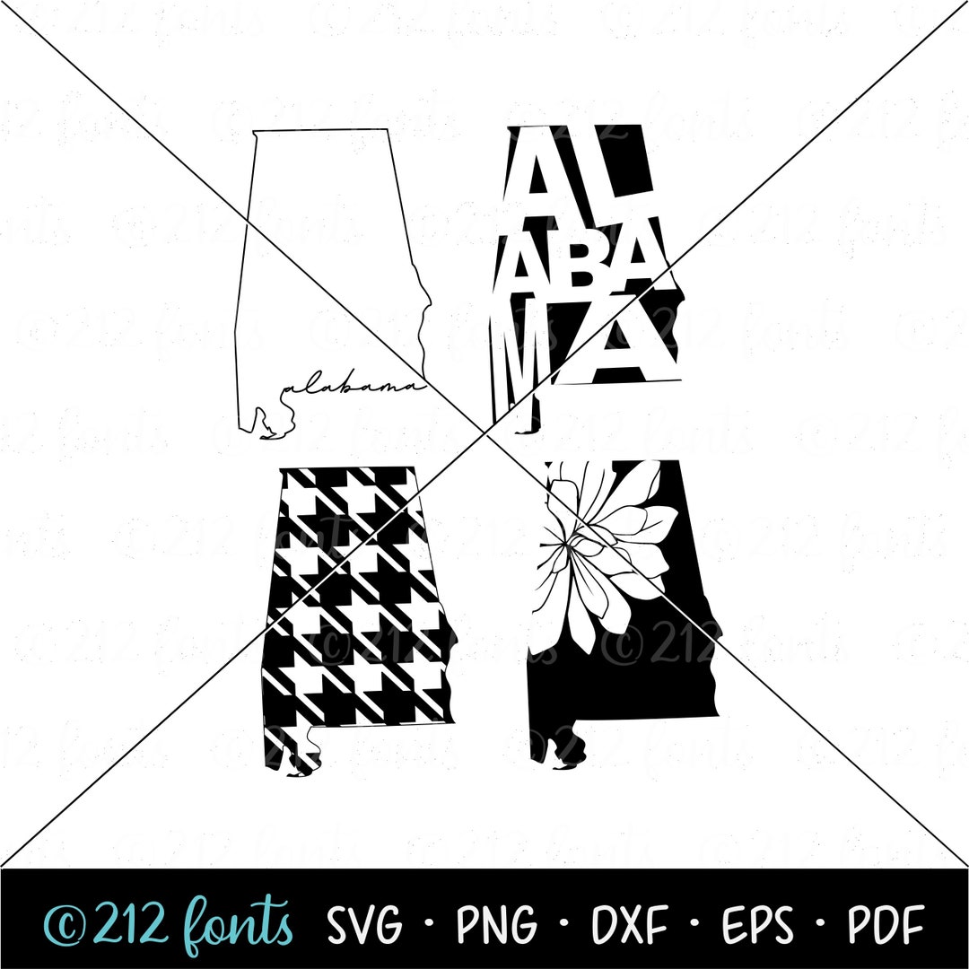 Alabama Map Art: State Outline Graphics, Typography (digital Download ...