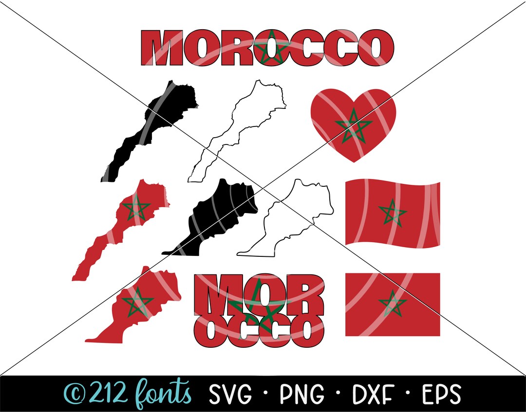 Morocco Flag and Country Svg Pack Morocco SVG Morocco Maps - Etsy